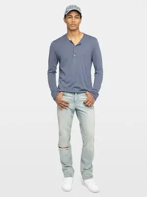 Zadig&Voltaire Cotton And Linen Henley Sweater - Storm