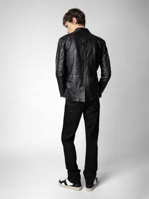 Zadig&Voltaire Valfried Crinkled Leather Blazer - Black