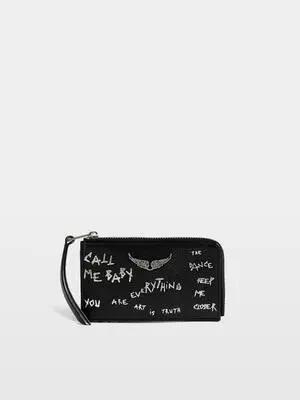 Zadig&Voltaire Zv Card Graffiti Card Holder - Black