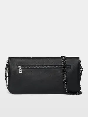 Zadig&Voltaire Grained Leather Clutch With Metal Chain - Black