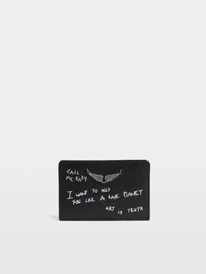 Zadig&Voltaire Zv Pass Graffiti Card Holder - Black