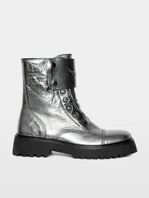 Zadig&Voltaire Joe Fast Vintage Metal Ankle Boots - Gun