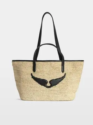 Zadig&Voltaire Wings Raffia Basket Bag - Noir