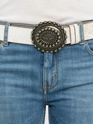 Zadig&Voltaire Santa Fe Leather Belt With Western Buckle - White