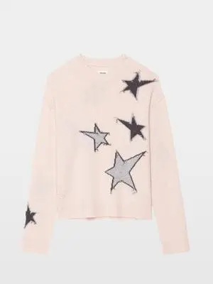 Zadig&Voltaire Markuz Cashmere Sweater With Star Intarsia - Pearly