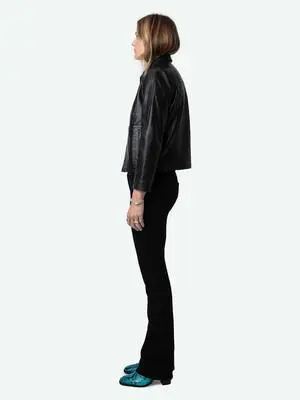 Zadig&Voltaire Litchi Leather Cropped Jacket