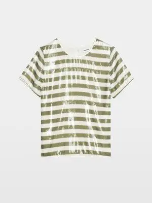 Zadig&Voltaire Tchao Sequin-striped Top - Moss