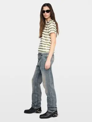 Zadig&Voltaire Tchao Sequin-striped Top - Moss