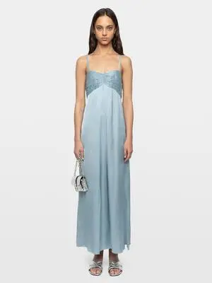 Zadig&Voltaire Rippie Satin Maxi Dress - Sky