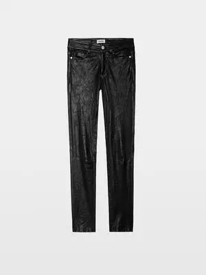 Zadig&Voltaire Phlame Crinkled Leather Pants - Black