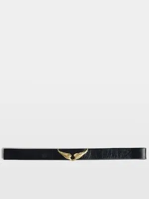 Zadig&Voltaire Rock Reversible Leather Belt With Wing Buckle - Noir