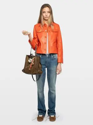 Zadig&Voltaire Liam Leather Jacket - Tangerine