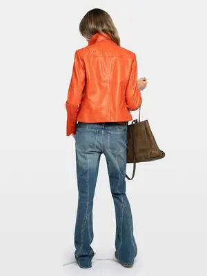 Zadig&Voltaire Liam Leather Jacket - Tangerine