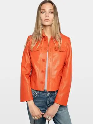 Zadig&Voltaire Liam Leather Jacket - Tangerine