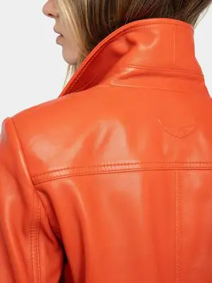 Zadig&Voltaire Liam Leather Jacket - Tangerine