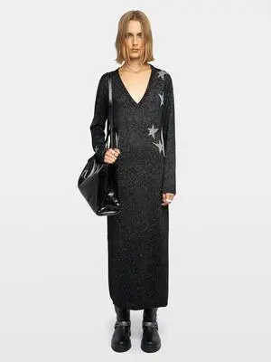 Zadig&Voltaire Stelly Merino Wool Maxi Dress With Star Motif