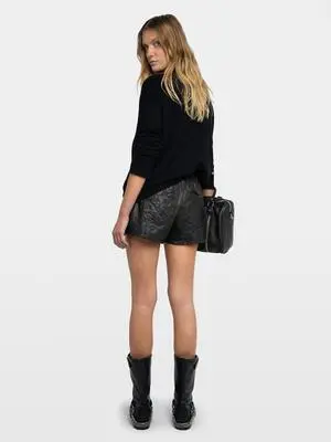 Zadig&Voltaire Pax Crinkled Leather Shorts - Black