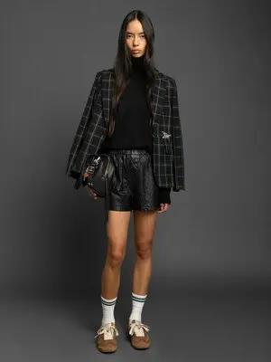 Zadig&Voltaire Pax Crinkled Leather Shorts - Black