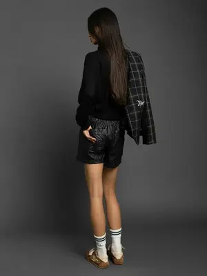 Zadig&Voltaire Pax Crinkled Leather Shorts - Black