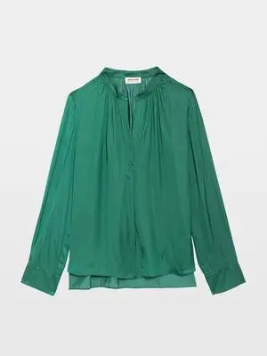 Zadig&Voltaire Striped Jacquard Satin Blouse - Rain Forest