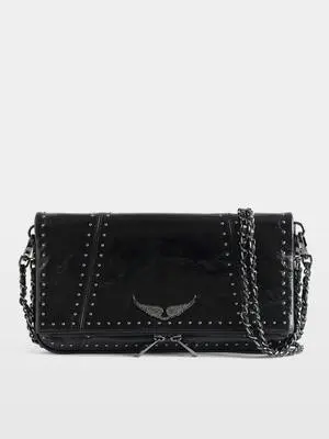 Zadig&Voltaire Rock Vintage Patent Studs Clutch - Black