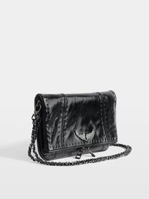 Zadig&Voltaire Rock Vintage Patent Studs Clutch - Black