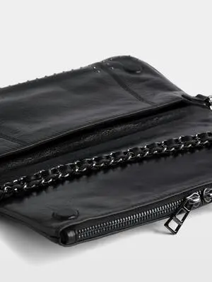 Zadig&Voltaire Rock Vintage Patent Studs Clutch - Black