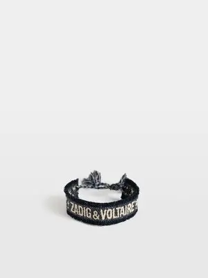 Zadig&Voltaire Embroidered Woven Bracelet With Tassels - Denim
