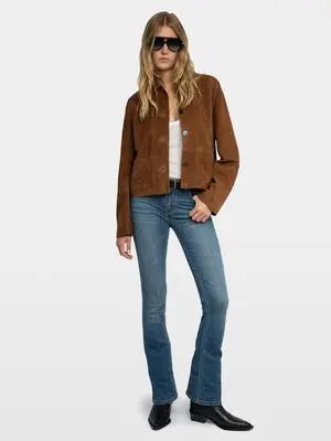 Zadig&Voltaire Lessa Cropped Suede Jacket - Cognac