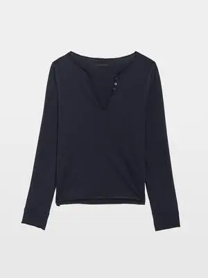 Zadig&Voltaire Long Sleeve Henley T-shirt - Encre