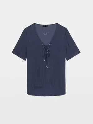 Zadig&Voltaire Terzo Satin V Neck Top - Encre