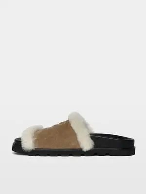 Zadig&Voltaire Teddy Shearling Open Mules - Cognac