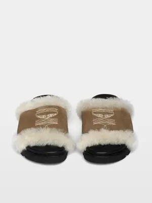 Zadig&Voltaire Teddy Shearling Open Mules - Cognac