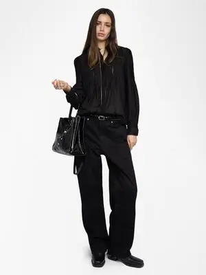 Zadig&Voltaire Timz Cotton Shirt With Wing Embroidery - Black
