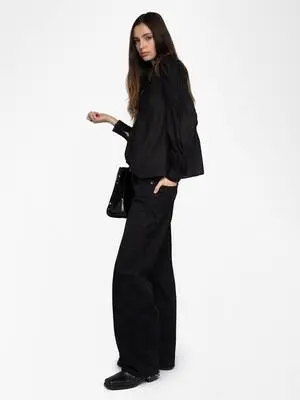 Zadig&Voltaire Timz Cotton Shirt With Wing Embroidery - Black