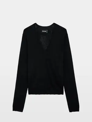 Zadig&Voltaire Rivy Cashmere V-neck Sweater - Black