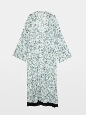 Zadig&Voltaire Long Viscose Floral Blue Kimono - Cloud