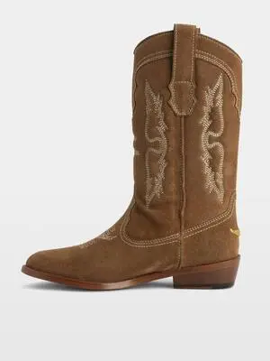 Zadig&Voltaire Tex Western Suede Boots - Cognac