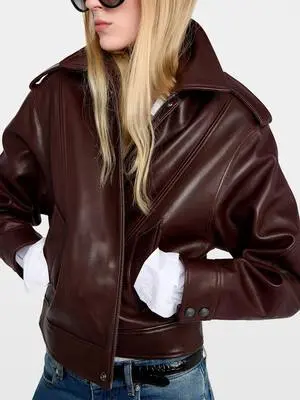 Zadig&Voltaire Kimo Leather Jacket - Burgundy