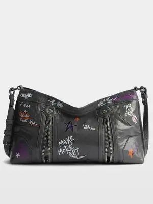 Zadig&Voltaire Patent Leather Humberto Bag With Vintage Effect And Humberto Cruz Print - Road