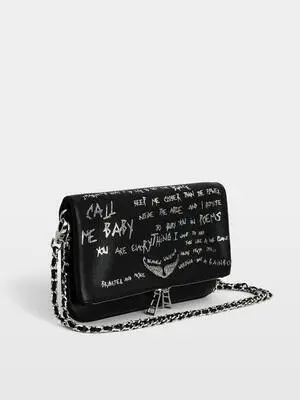 Zadig&Voltaire Rock Graffiti Leather Clutch - Black