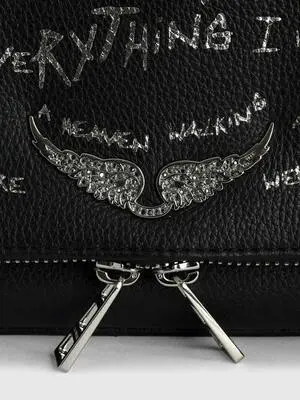 Zadig&Voltaire Rock Graffiti Leather Clutch - Black