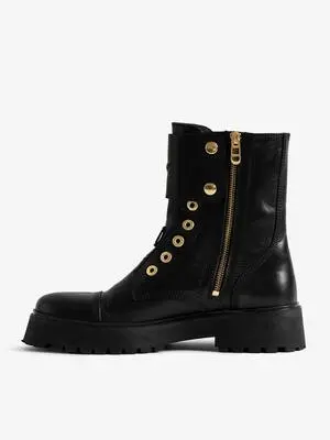 Zadig&Voltaire Smooth Leather Combat Boots