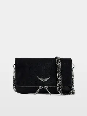 Zadig&Voltaire Rock Mini Clutch In Grained Leather - Black