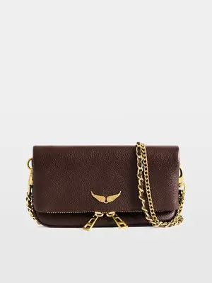 Zadig&Voltaire Zadig&Voltaire Rock Mini Clutch In Grained Leather Deep Purple