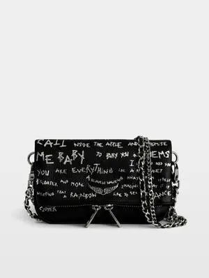 Zadig&Voltaire Rock Mini Clutch With Graffiti Print - Black