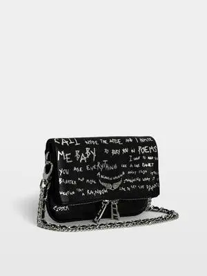 Zadig&Voltaire Rock Mini Clutch With Graffiti Print - Black
