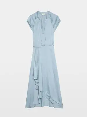 Zadig&Voltaire Randall Asymmetric Ruffled Midi Dress - Cloud