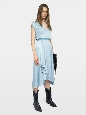 Zadig&Voltaire Randall Asymmetric Ruffled Midi Dress - Cloud