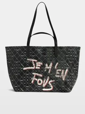 Zadig&Voltaire Z Monogram Xl Shopper Graffiti Tote Bag - Black
